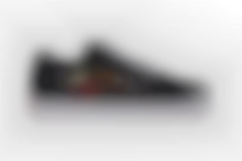 Embroidered Checker Suede Shoes : Floral checker