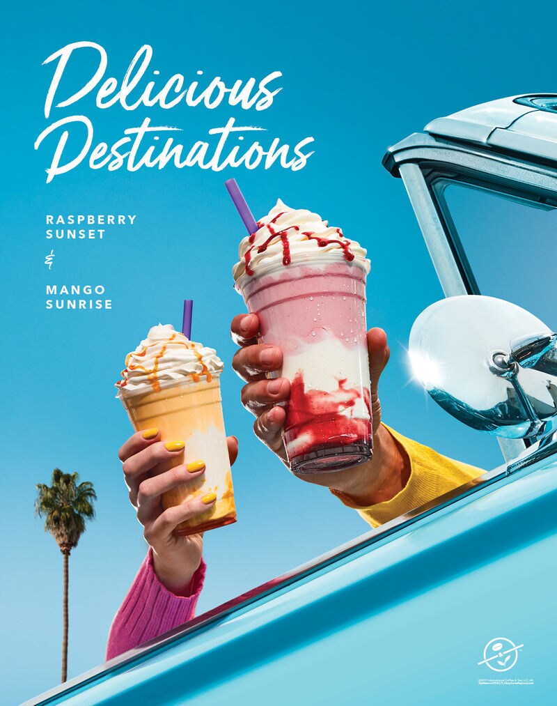 Sunset-Inspired Blended Beverages : raspberry sunset