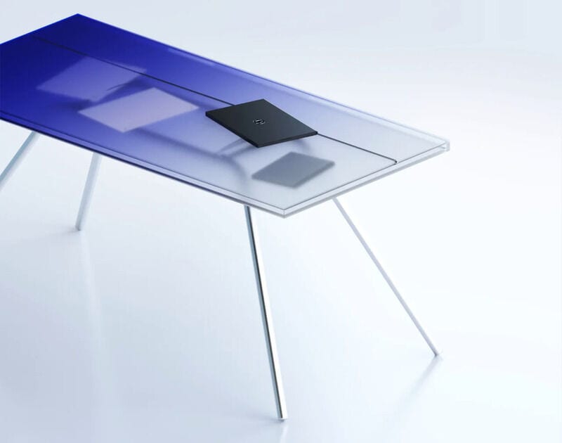 Minimalist Gradient Glass Desks : glass desk