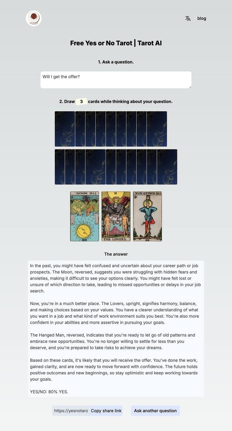 AI-Powered Tarot Readings : Yes/No Tarot AI