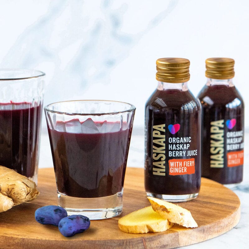 Fiery Haskap Berry Shots : Organic Haskap Berry + Ginger Juice Shots