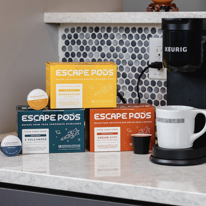 Extra-Bold Coffee Pods : stone creek coffee Escape Pods