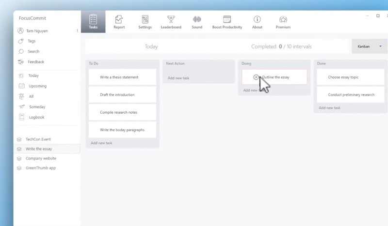 Structured Productivity Apps : FocusCommit