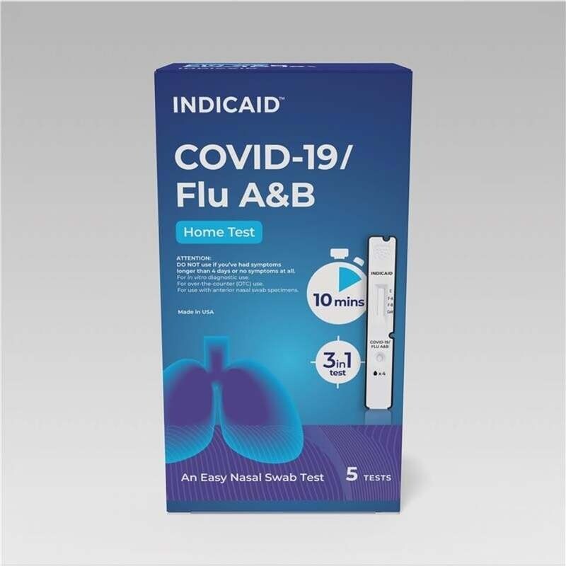 Three-in-One At-Home Health Tests : INDICAID COVID-19/Flu A&B Home Test