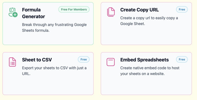 Online Sheet Tools : Better Sheets